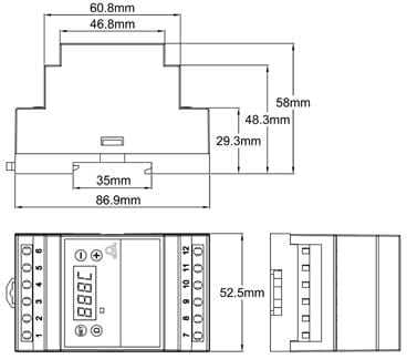 Digital display electronic controller, Din Rail mounting – JPC France