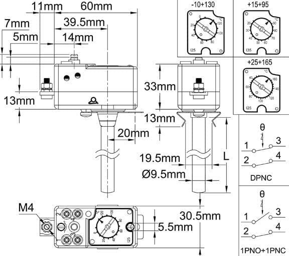 Manual reset rod thermostat, DPST and SPDT – JPC France