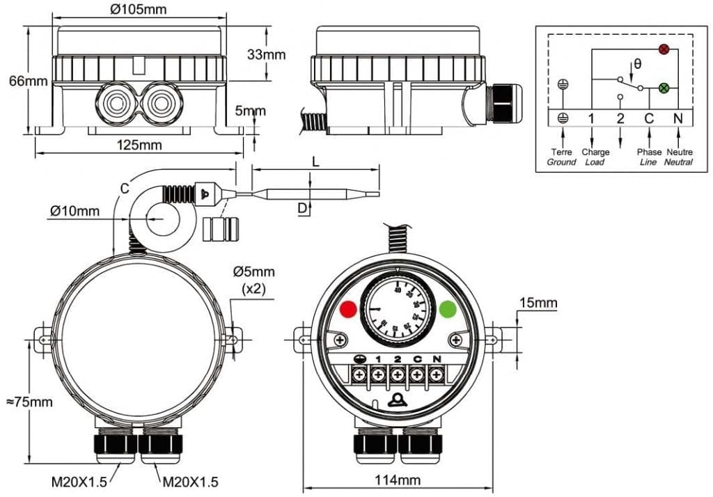 Electric fire detection switches with thermal glass bulb for air duct ...