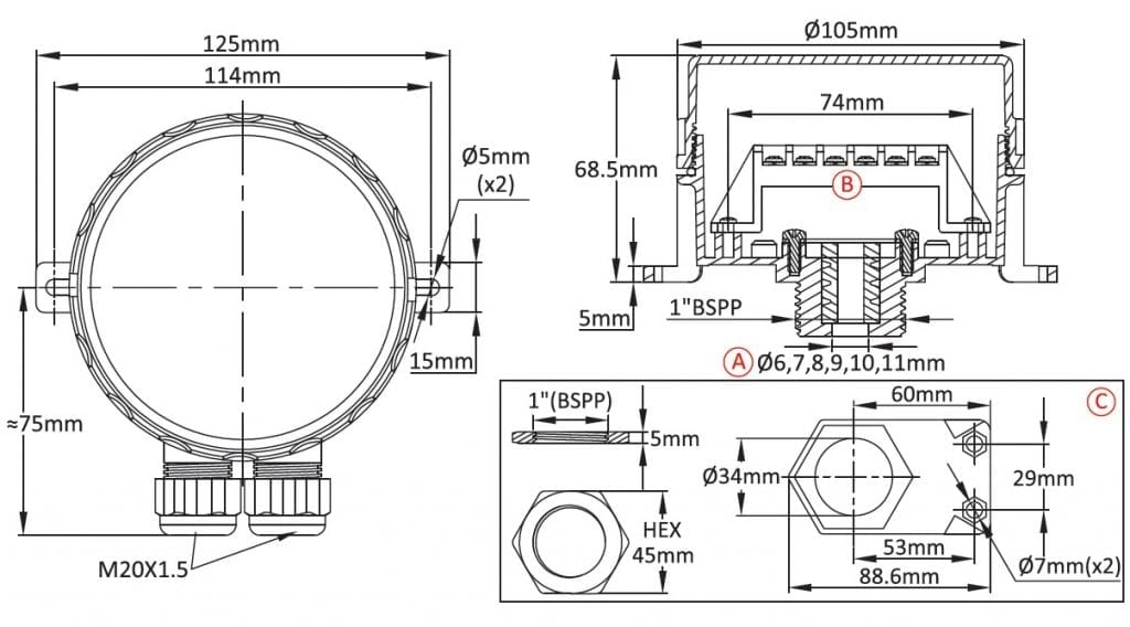 PVDF temperature sensor enclosure highly corrosive environments, Y3E8 ...