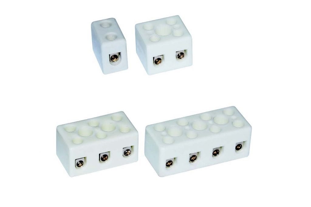 Steatite connection blocks, 250V range With pressure screws, protected ...
